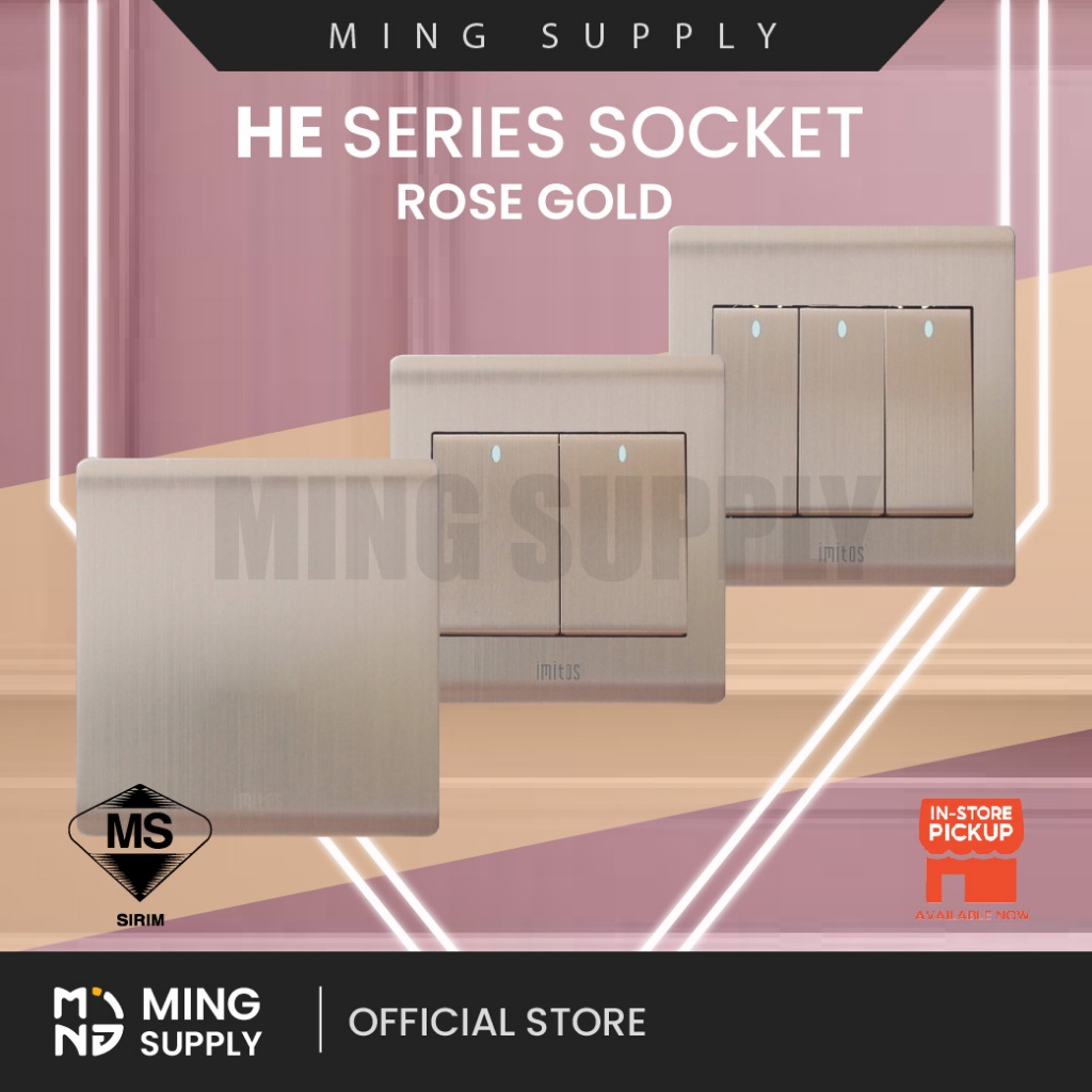 Ms_ SIRIM Imittos HE Series Rose Gold Socket Switch สวิตช์ติดผนังดีไซน์ ...