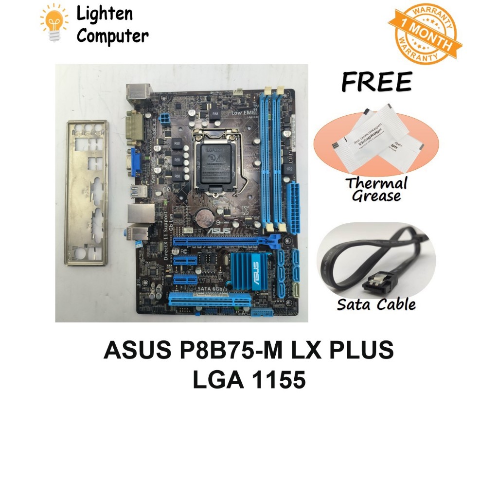 ASUS P8B75-M LX PLUS MOTHERBOARD B75 mATX LGA 1155 - ใช้แล้ว | Shopee ...