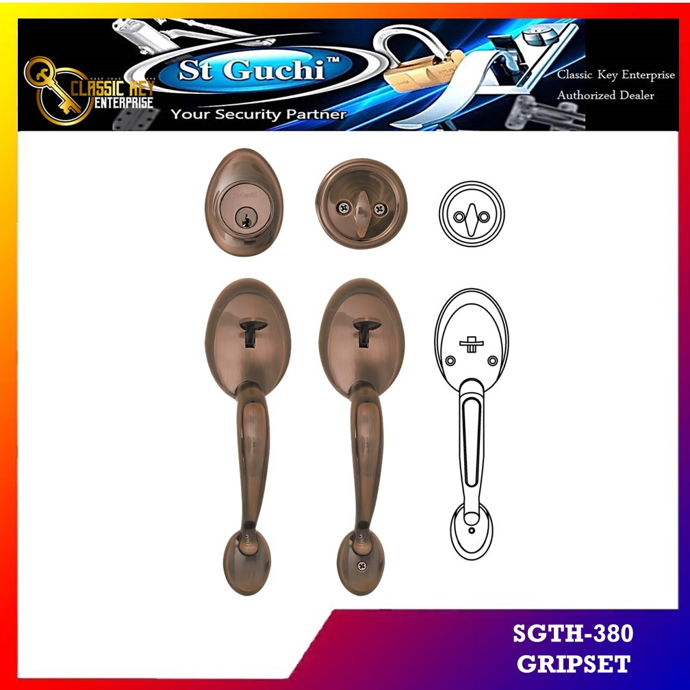 St GUCHI ล็อคประตูมือจับคู่ STH 380 ทองแดงโบราณ SIRIM ได้รับการอนุมัติ ...
