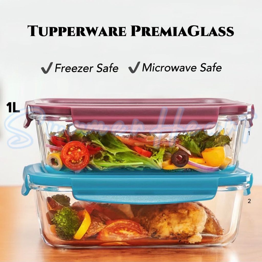 Tupperware Premia Glass/ Glasslock สี่เหลี่ยม 1L/ เครื่องแก้วพร้อม - | Shopee Thailand