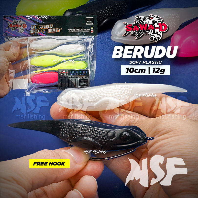 [MSF] Sawa-d Berudu พลาสติกอ่อน 10 ซม. 12 กรัมฟรีตะขอ TadpoleTPE Umpan ...