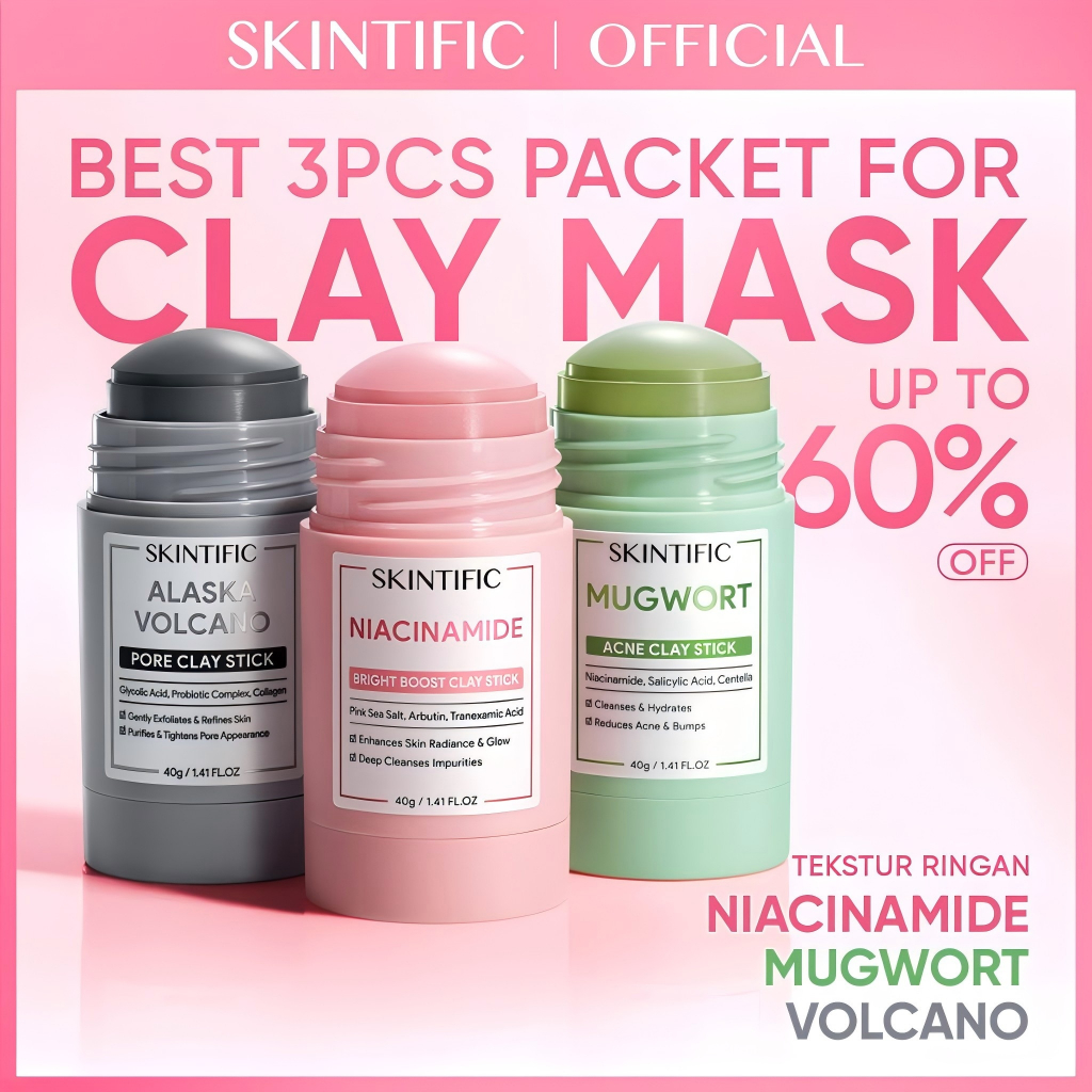Skintific Clay Mask Stick Set combo Set ราคาต่ําสุด สิว สิวหัวดํา ไวท์ ...