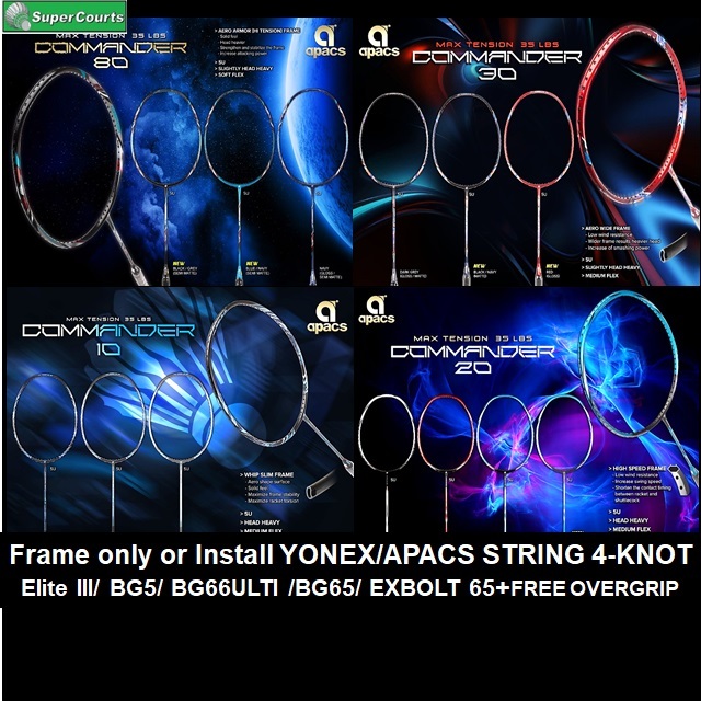 Apacs Commander 10/20/50/60/80INSTALL STRING 4-knot+Overgrip OR FRAME ...