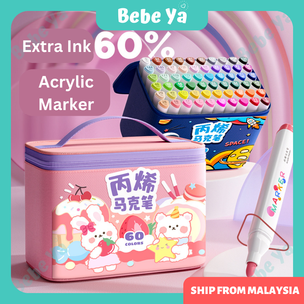 Enmy Acrylic Marker 24/60 สี - Arcylic Markerpen ภาพวาดสี Markers ...