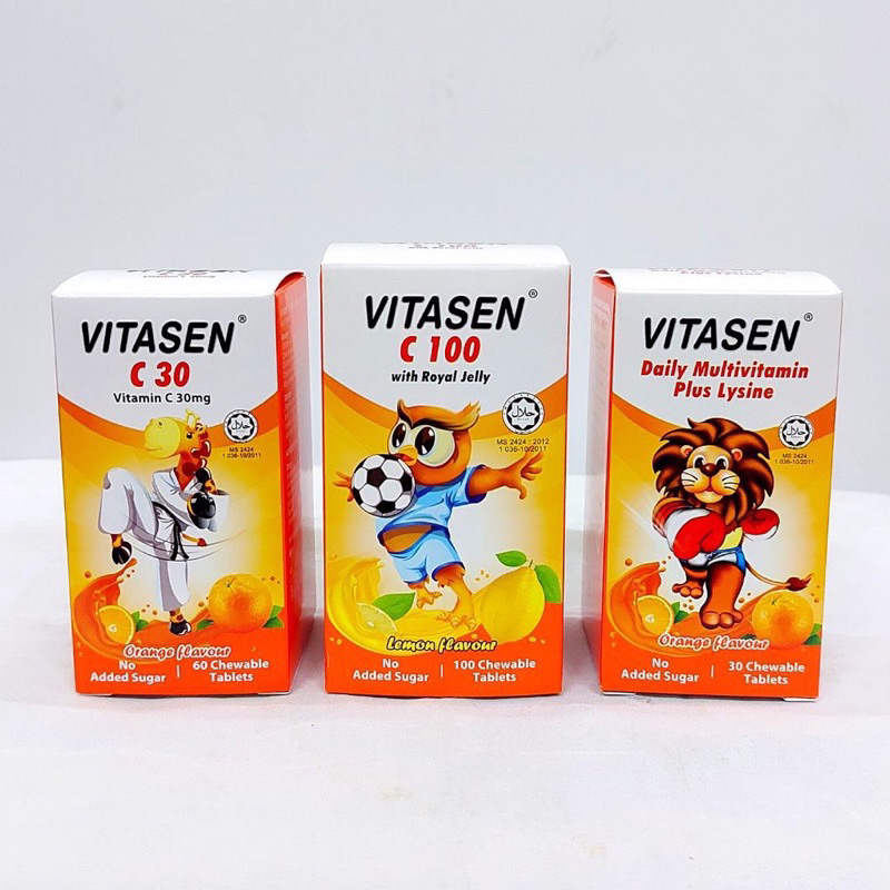 Vitasen Daily Multivitamin Plus Lysine (สีส้ม) 30s / Vitasen C100 with ...