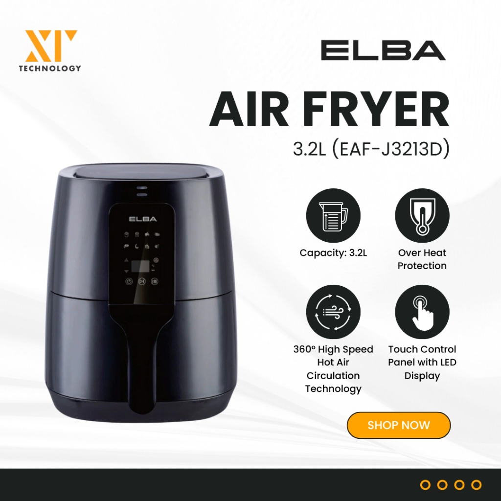 หม้อทอดไร้น้ํามัน ELBA 3.2 ลิตร (EAF-J321||)(BK) | Shopee Thailand