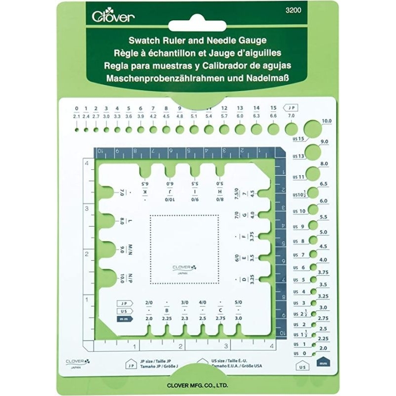 3200 Clover Japan 3 in 1 Swatch Ruler and Needle Gauge (วัดเข็มโครเชต์ ...
