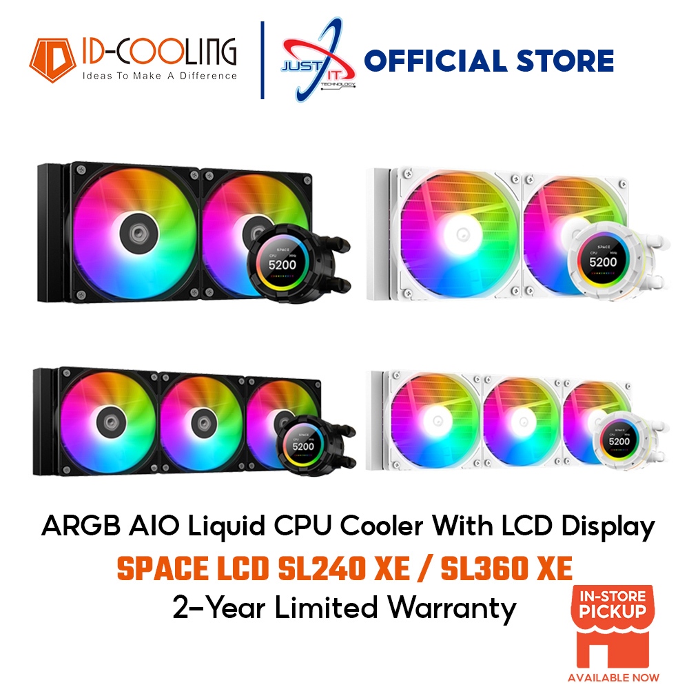 ID-COOLING SPACE SL240 XE / SL360 XE พร้อม LCD AIO LIQUID COOLER - สีดํา / สีขาว | Shopee Thailand