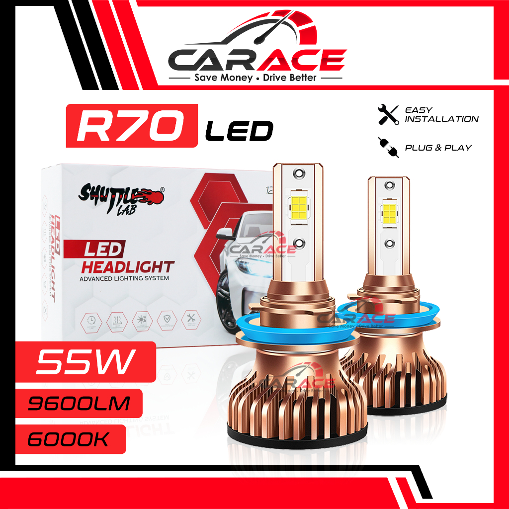 Shuttle LAB LED R70 รถ LED ไฟหน ้ าหลอดไฟ 55W 9600LM 6000K สูง Low Beam ...