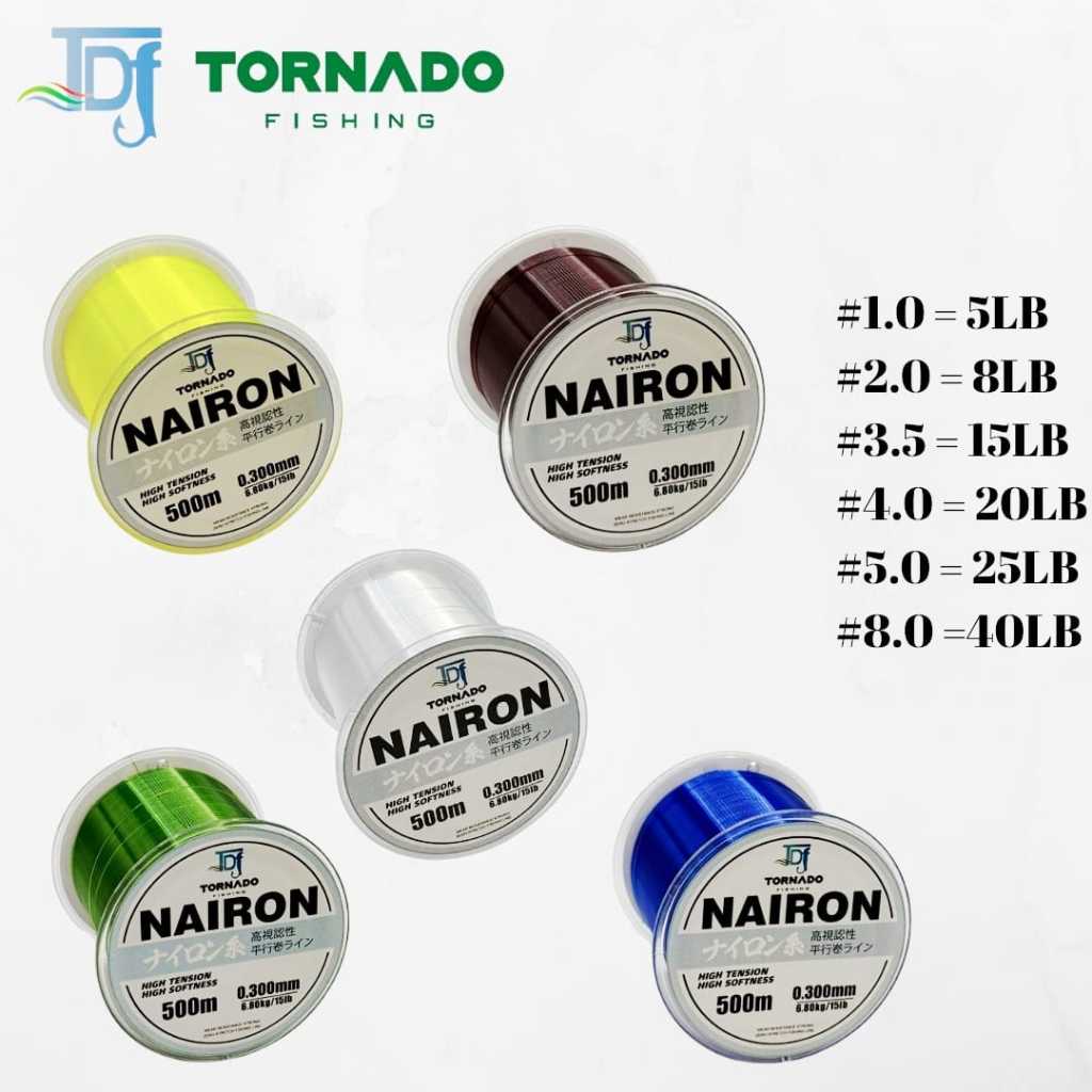 Tornado Fishing Nairon สายตกปลาไนลอนระดับพรีเมียม 500 เมตร | Shopee ...