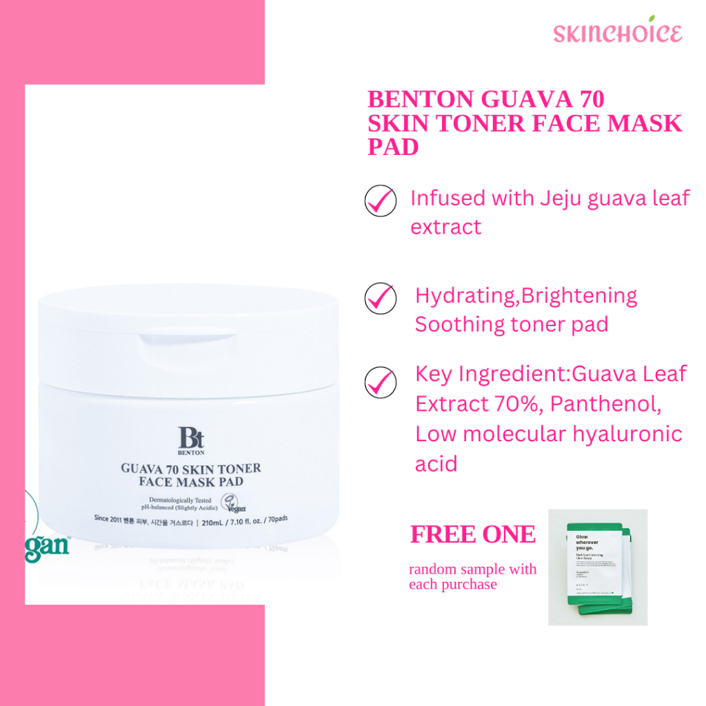 Benton Guava 70 Skin Toner Face Mask Pad 70 แผ่น | Shopee Thailand