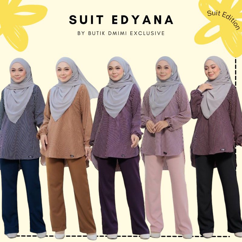 ชุด EDYANA SET BLOUSE SELUAR BUTIK DMIMI EXCLUSIVE Como Crepe | Shopee Thailand