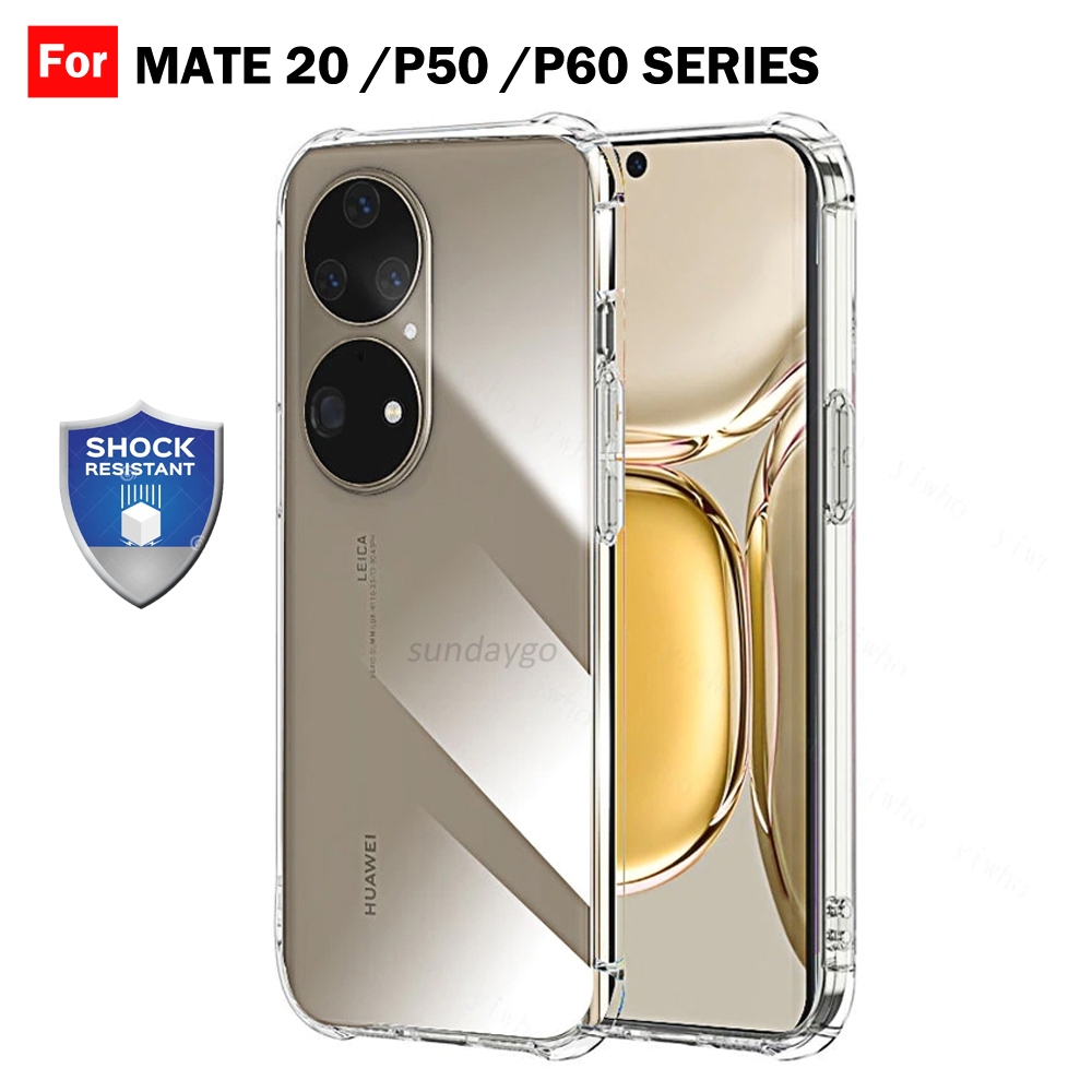 สําหรับ Huawei P50 P60 Pro Mate 20 Mate 20 Pro X โปร่งใสใสกันกระแทกถุงลมนิรภัยหนา TPU กรณีปกหลัง ...