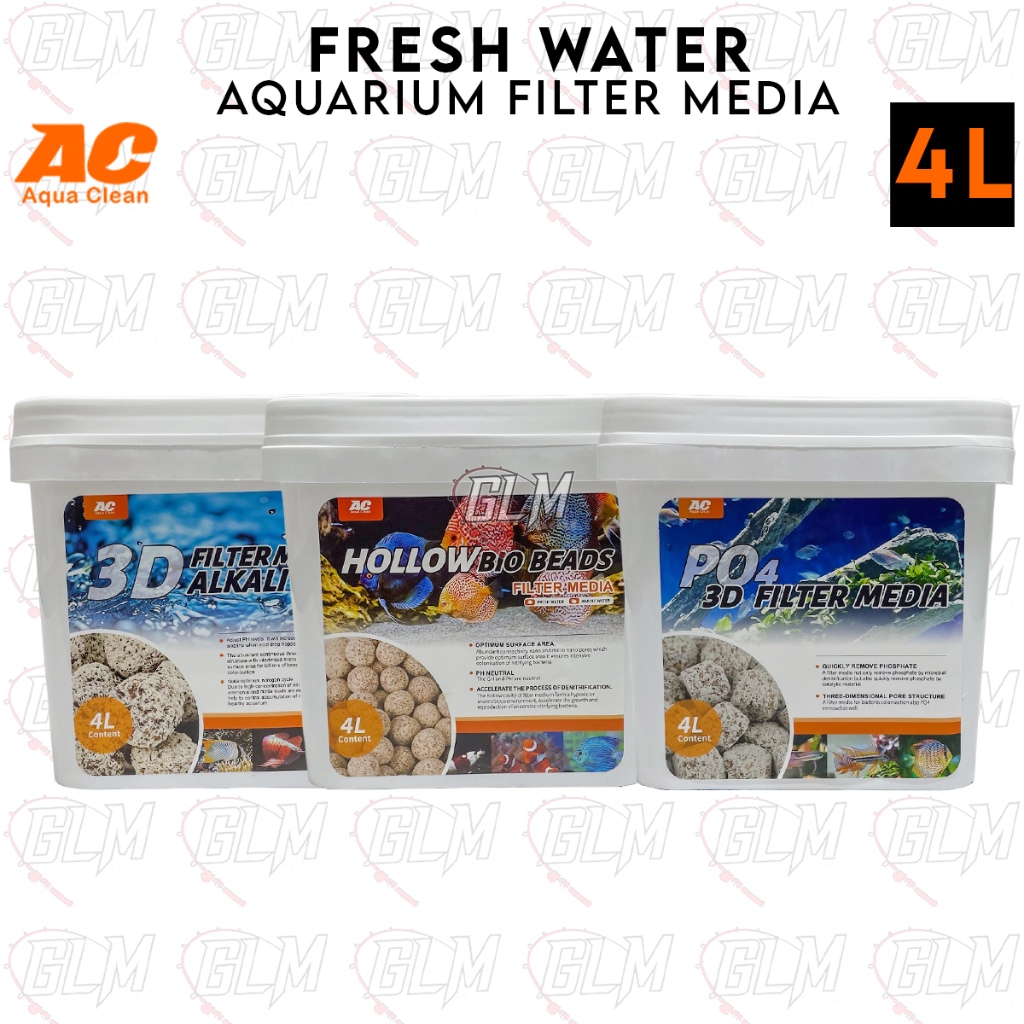 Aqua CLEAN 4L 三维 FILTER MEDIA ALKALI / HOLLOW BIO BEADS / P04 三维 กรอง ...