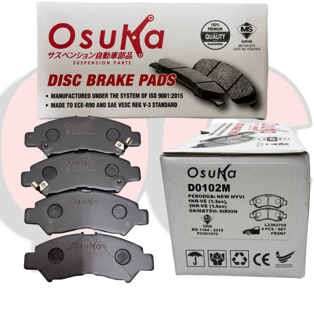 Osuka ผ้าเบรคหน้า PERODUA MYVI GEN 3 D20N 2018Y > (D0102M) | Shopee ...