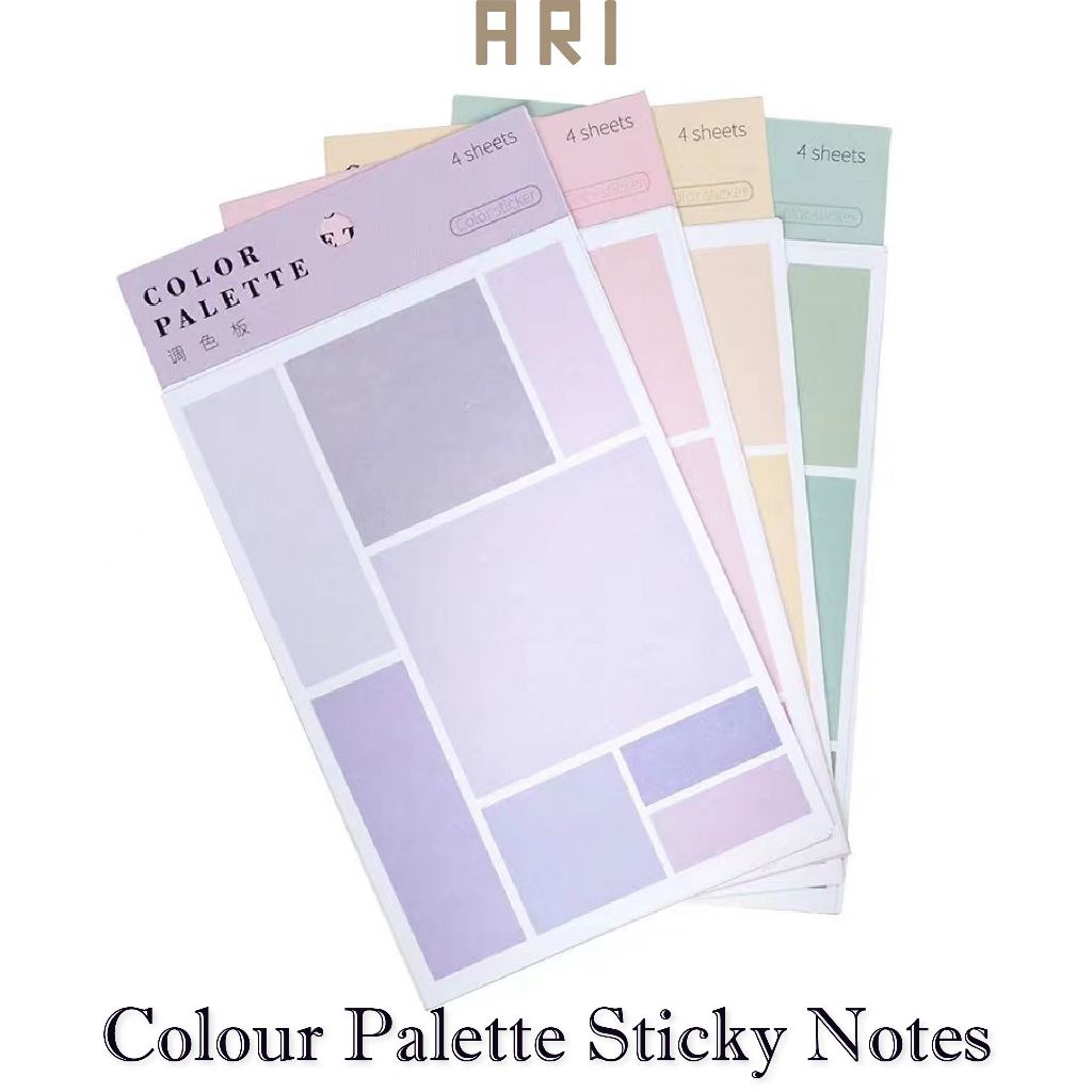 Ari Color Palette Sticky Notes 4 แผ่น/แพ็ค Pastel Morandi Index Label ...