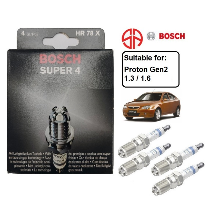 หัวเทียน HR78X 0242232508 Bosch Super 4 Proton Gen2 Gen 2 1.3 1.6 S4PE ...
