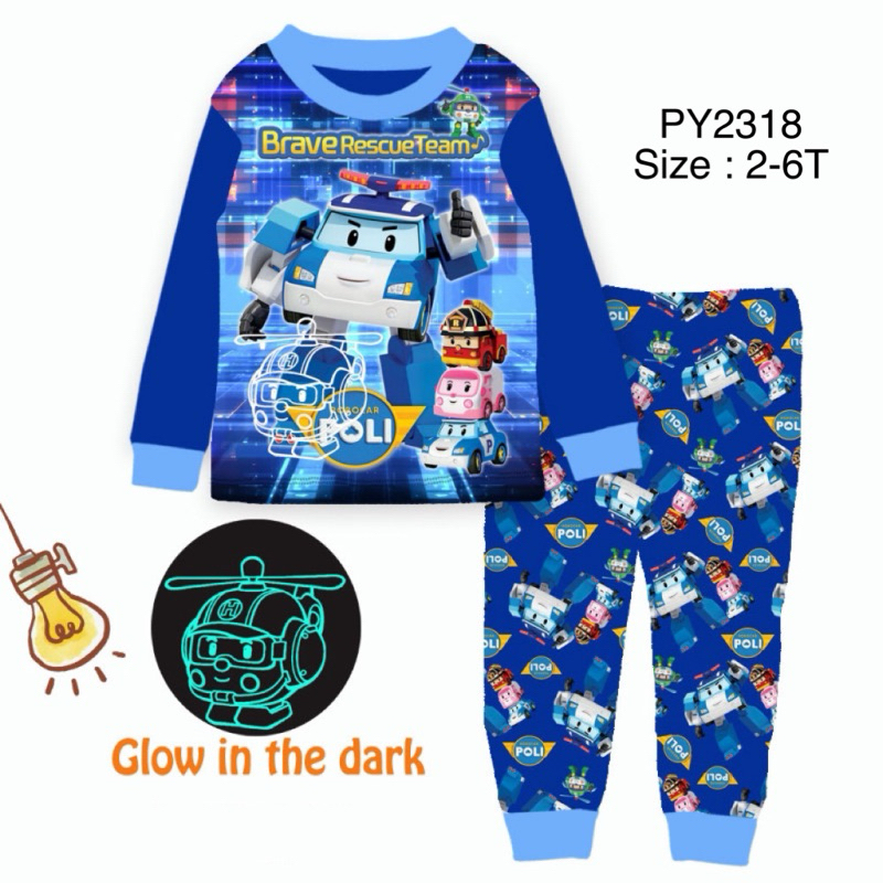 ชุดนอนแขนยาว Robocar Poli Design 3-14y | Shopee Thailand