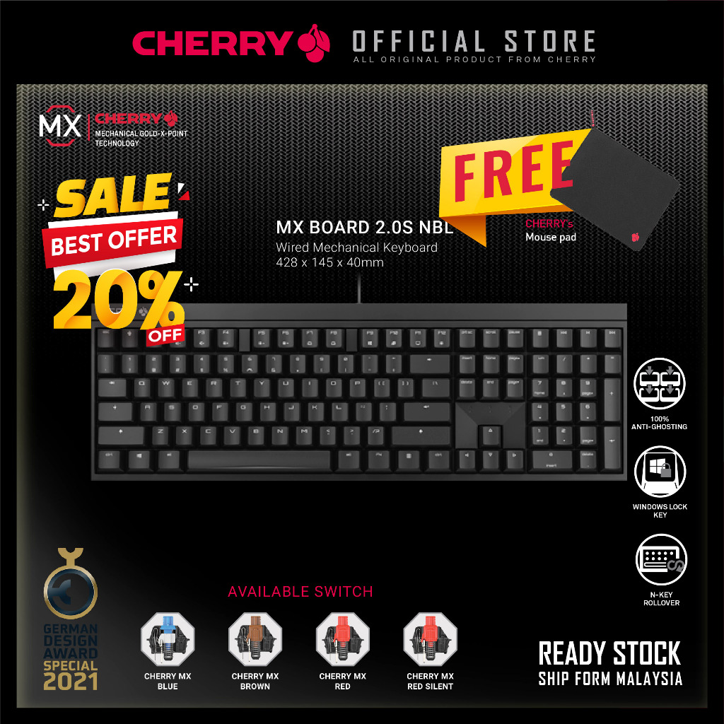 Cherry MX BOARD 2.0S คีย์บอร์ดแบบมีสาย NBL | Shopee Thailand