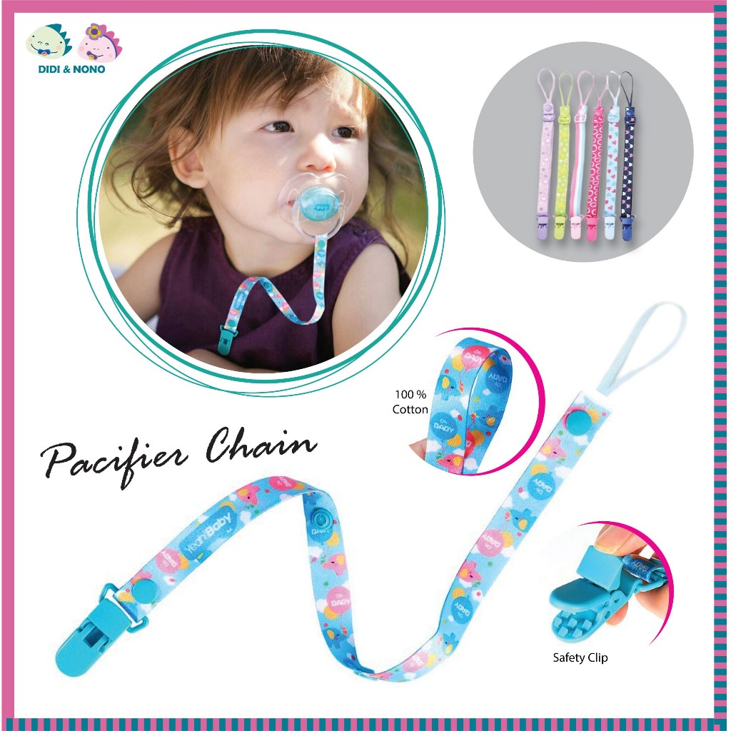 Pacifier Clip พิมพ์การ์ตูนปรับ Webbing Kids Pacifier Holder Tali Puting ...