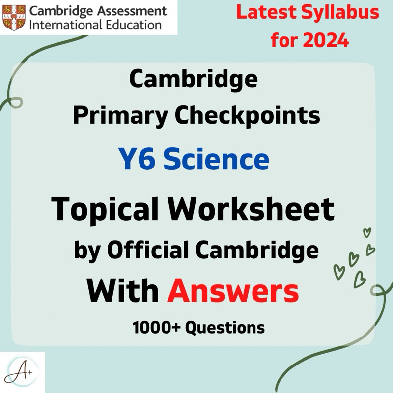 [Hardcoopy]Cambridge Primary Checkpoint Y6 Science Topical Worksheet ...