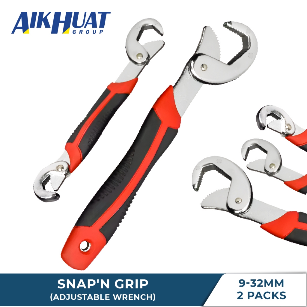 2 ชิ้นประแจแบบปรับได้มัลติฟังก์ชั่น Universal Quick Snap ชุด Grip Spanner Spanar Serbaguna ...