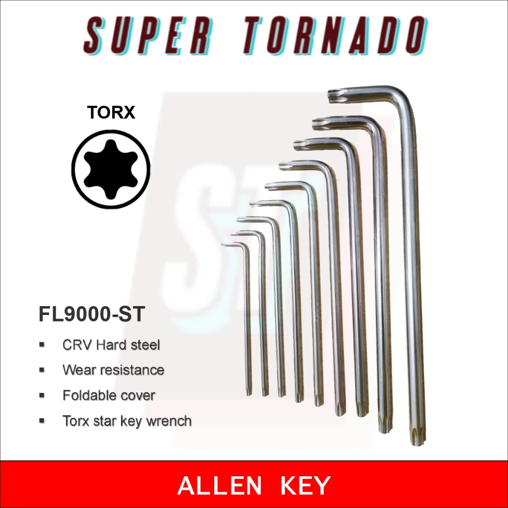 Fl9000-st T10-T50 9pcs Torx Allen Key Torx Head Allen ชุดประแจ Allen ...