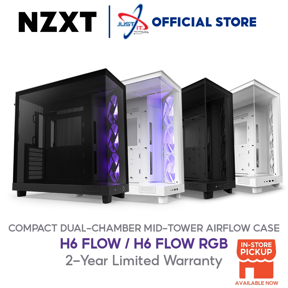 Nzxt H6 FLOW / H6 FLOW RGB COMPACT DUAL-CHAMBER MID-TOWER AIRFLOW ...