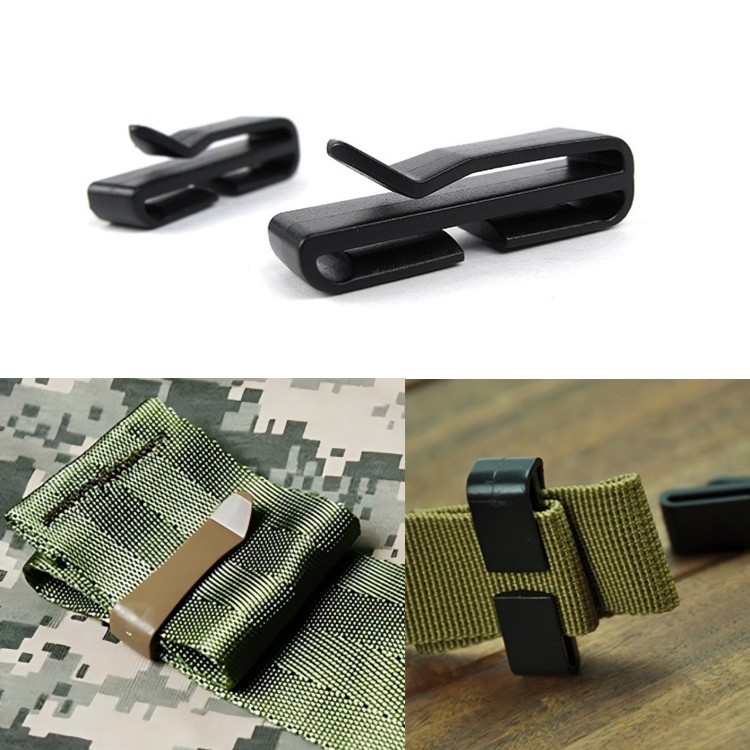 สายรัดคลิปเว็บ Webbing Molle สีดําพลาสติกเข็มขัด Loop Slip Keeper ...