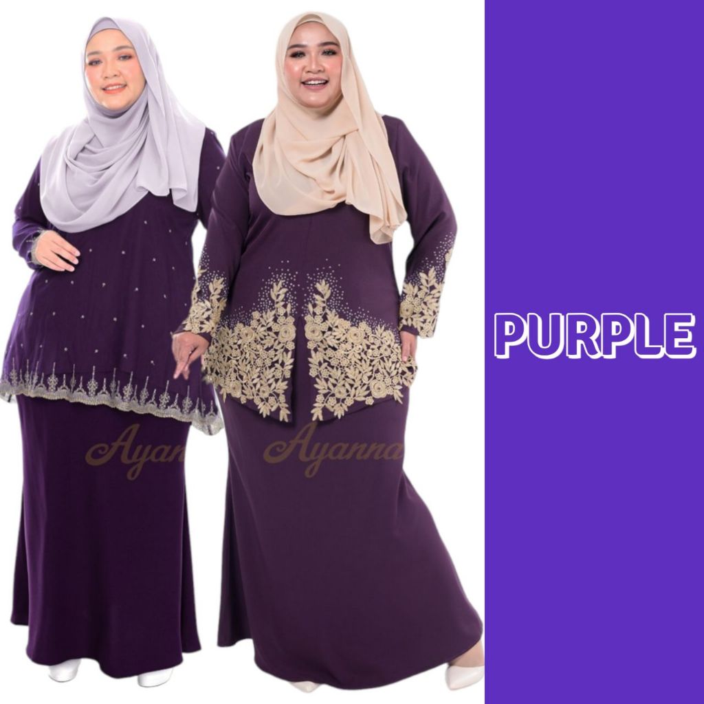 Tema WARNA สีม่วงเข้ม เชือกผูกรองเท้า ไซซ์ XS-10XL (ไซซ์ 34-60) Baju Kurung ผ้าฝ้าย ผ้าไหม Baju ...