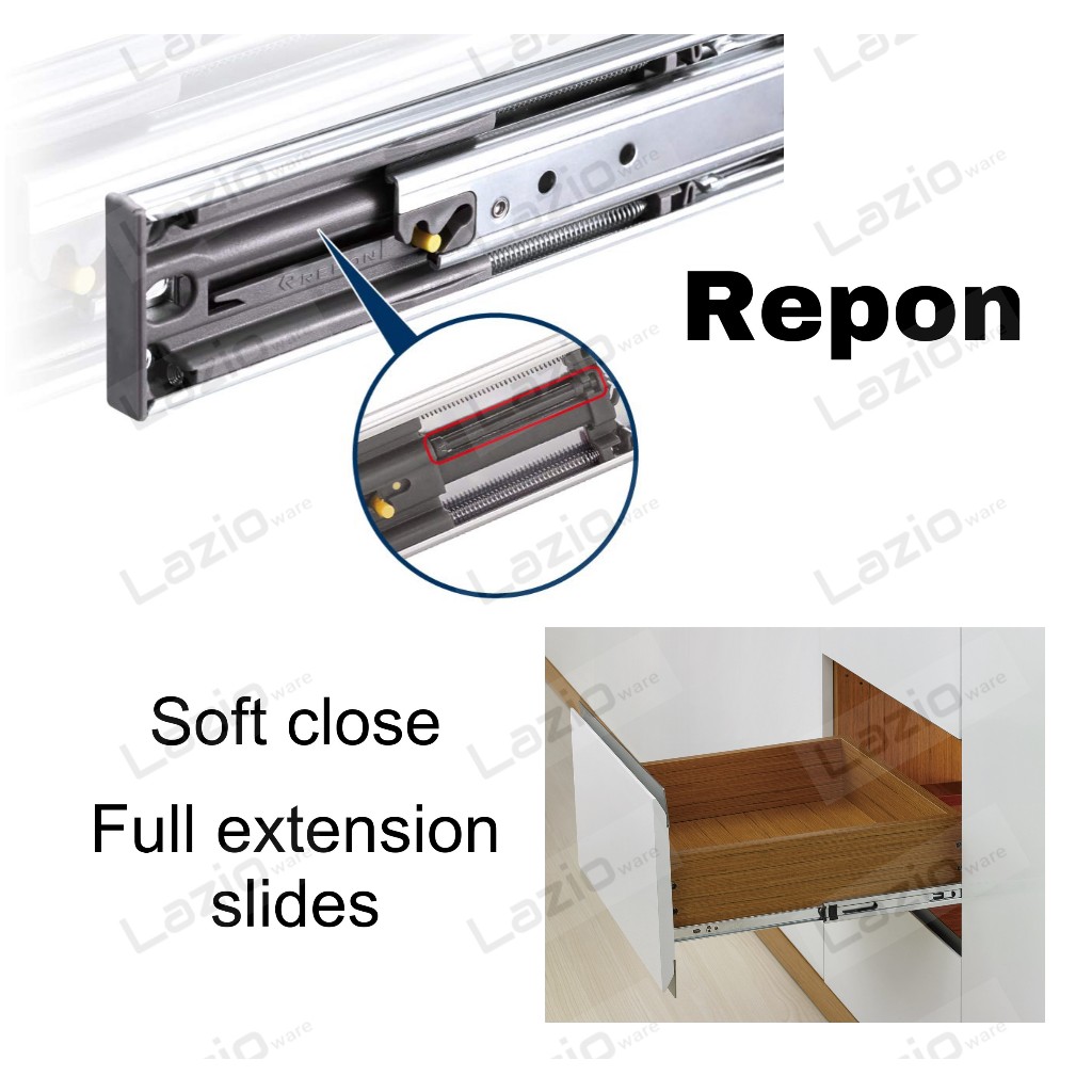 Repon นุ่มปิดหนัก damper ลิ้นชักขยายเต็มรูปแบบรางวิ่งสไลด์ | Shopee ...