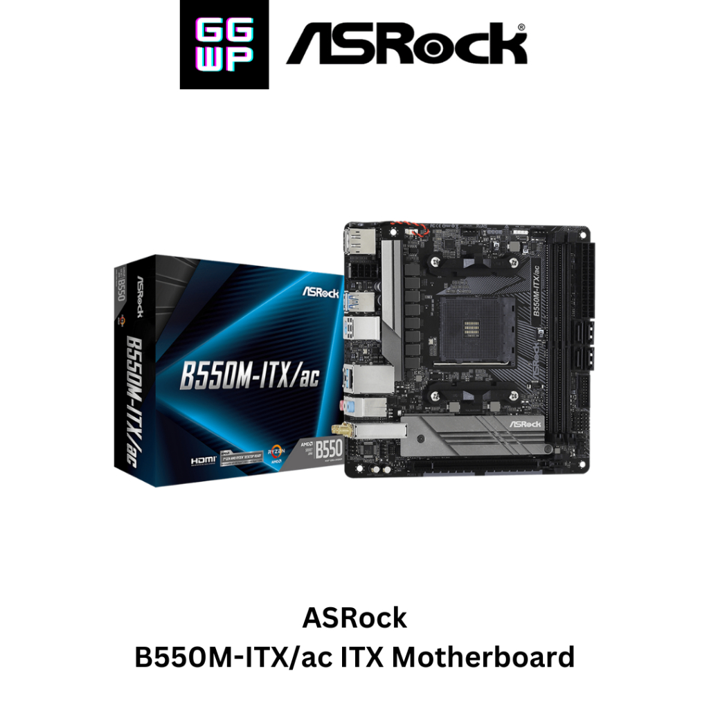เมนบอร์ด ASRock B550M-ITX/ac Mini ITX - รองรับโปรเซสเซอร์ AMD RyzenTM 3000, 4000 G-Series และ ...