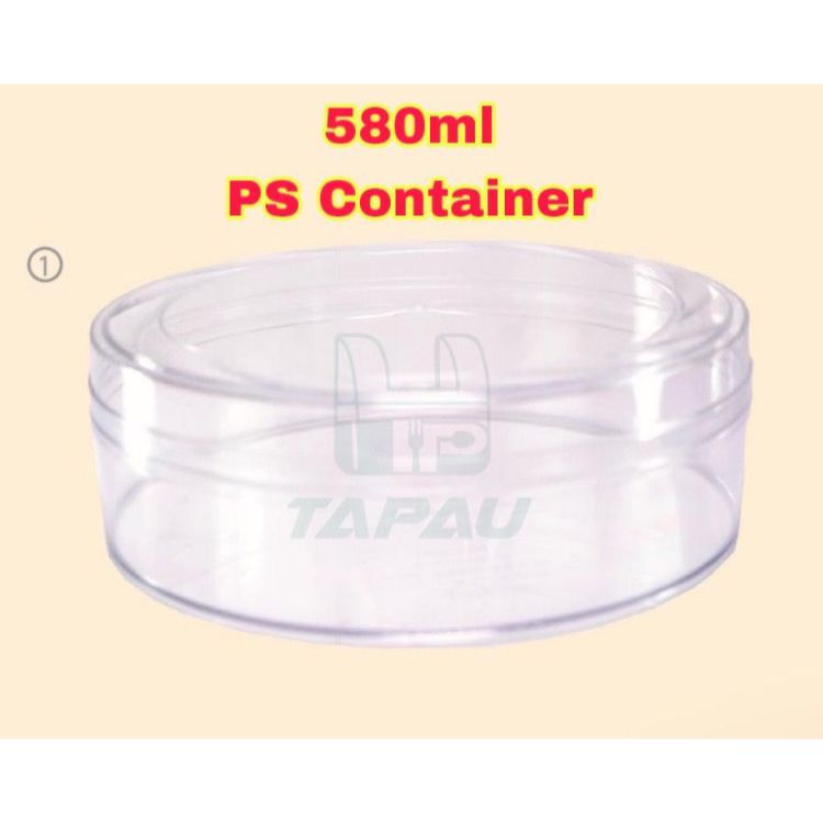 Tapau - 580ml PS Clear Container & ฝาปิด [ 1 ชุด ] Bekas Kuih Cookies ...