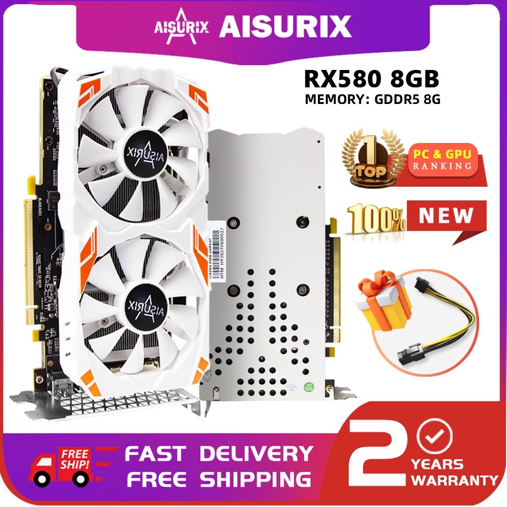 Aisurix RX580 8G กราฟิกการ์ด GDDR5 AMD Radeon คอมพิวเตอร์ GPU สําหรับ ...