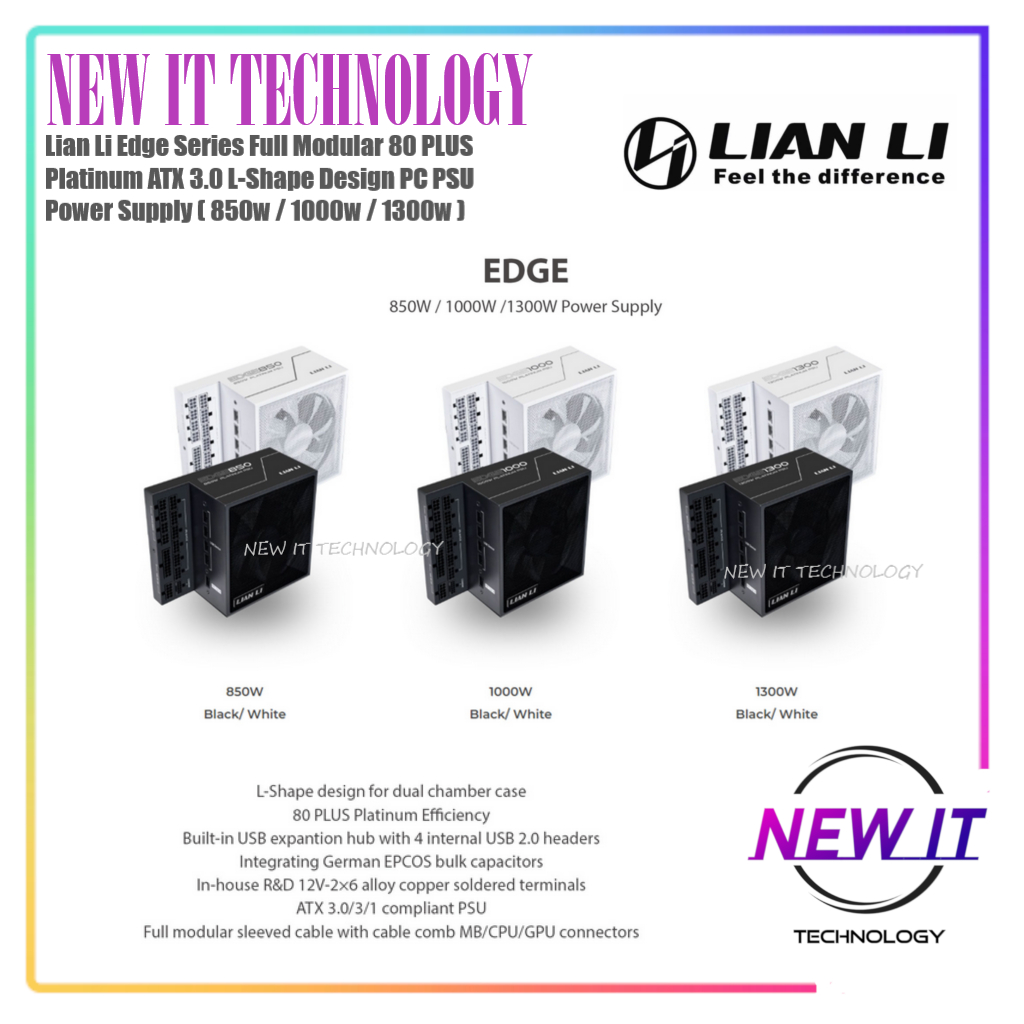 Lian Li Edge Series Full Modular 80 PLUS Platinum ATX 3.0 L-Shape ...