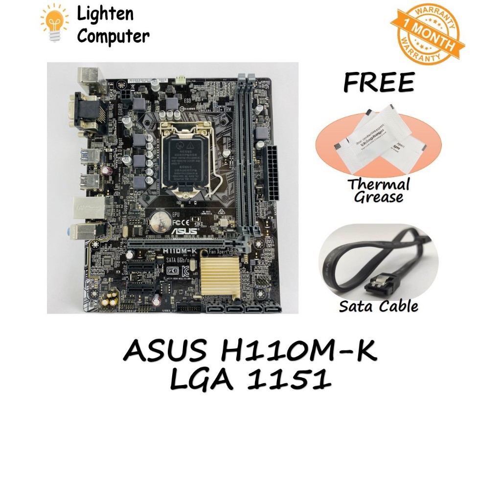 USED เมนบอร์ด ASUS H110M-K / H110M-PLUS H110 LGA 1151 6th 7th Gen Intel mATX micro ATX | Shopee ...