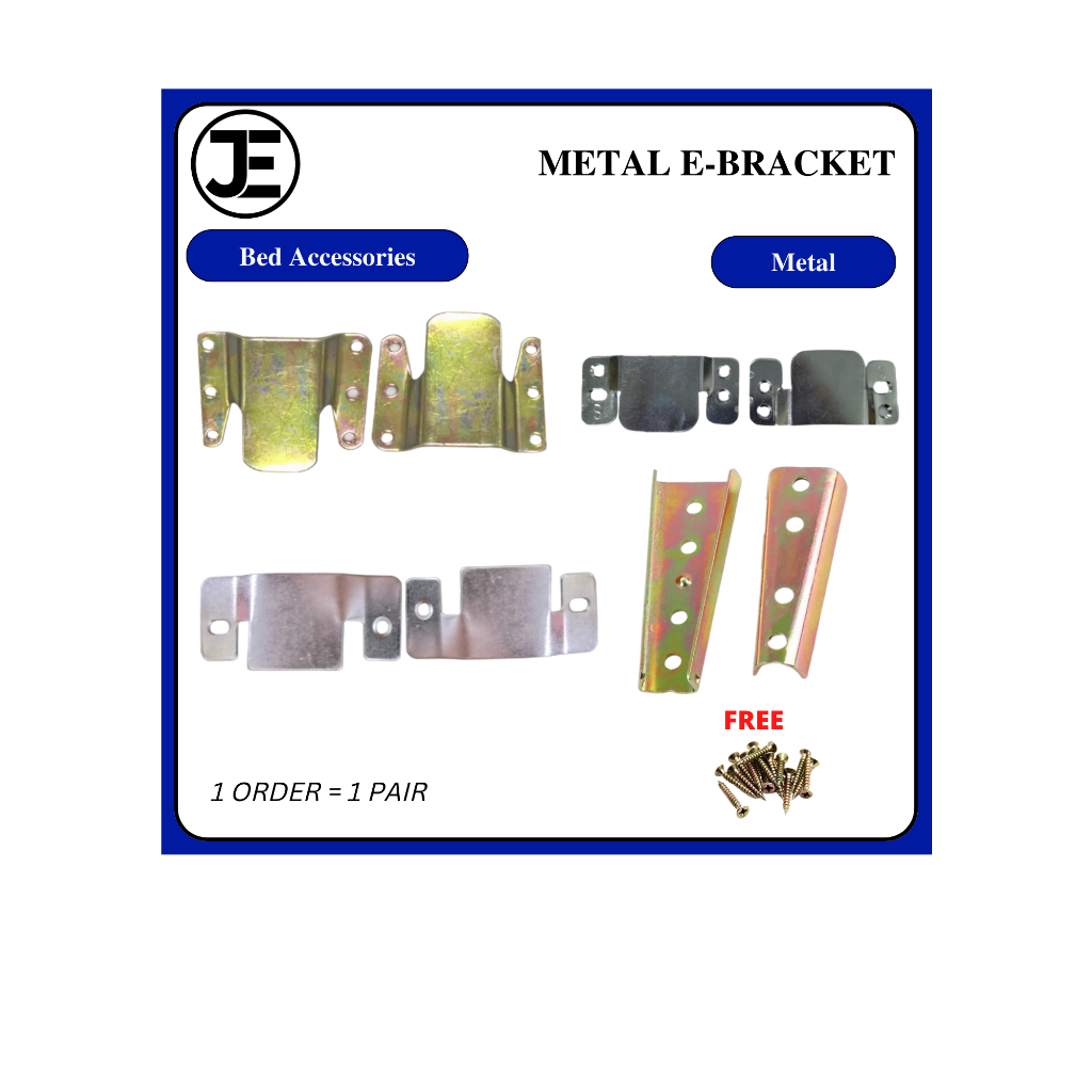 (PAIR) E- BRACKET METAL BRACKET CONNECTOR BED SOFA DIVAN UPHOLSTERY ...