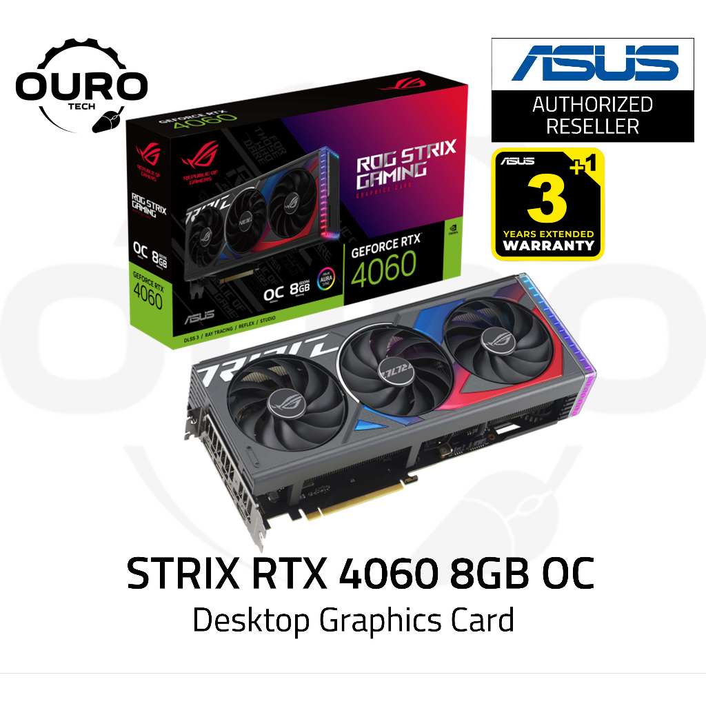 Asus ROG STRIX RTX 4060 OC EDITION 8GB GDDR6 RGB TRIPLE FAN GAMING ...