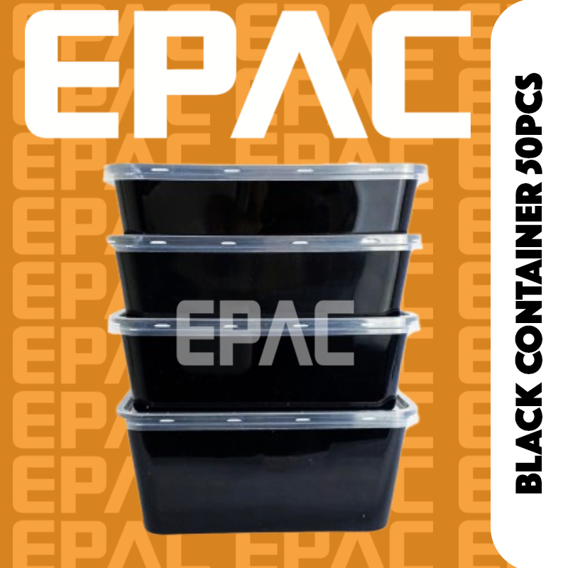 50pcs BLACK RECTANGLE CONTAINER A500 A650 A750 A1000 อาหารอาหาร BECAS ...