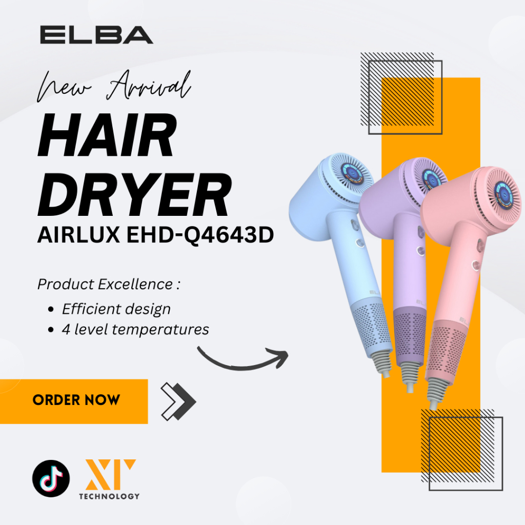 Elba เครื่องเป่าผม AIRLUX EHD-Q464 มอเตอร์ DC (BL) | Shopee Thailand
