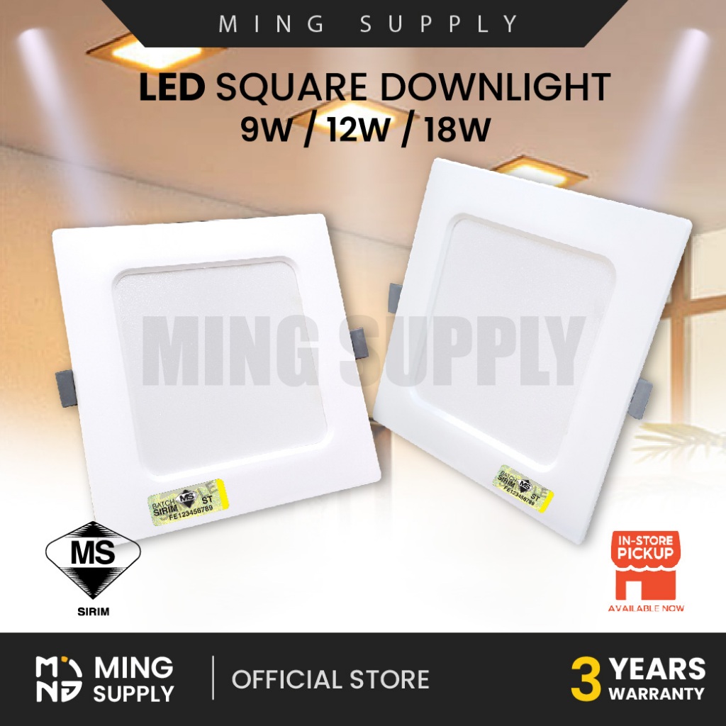[Sim] ดาวน์ไลท์ LED 12W 18W สี่เหลี่ยม 4" 6 ดาวน์ไลท์แบบฝังแสงเดย์ไลท์ 6500K | Shopee Thailand