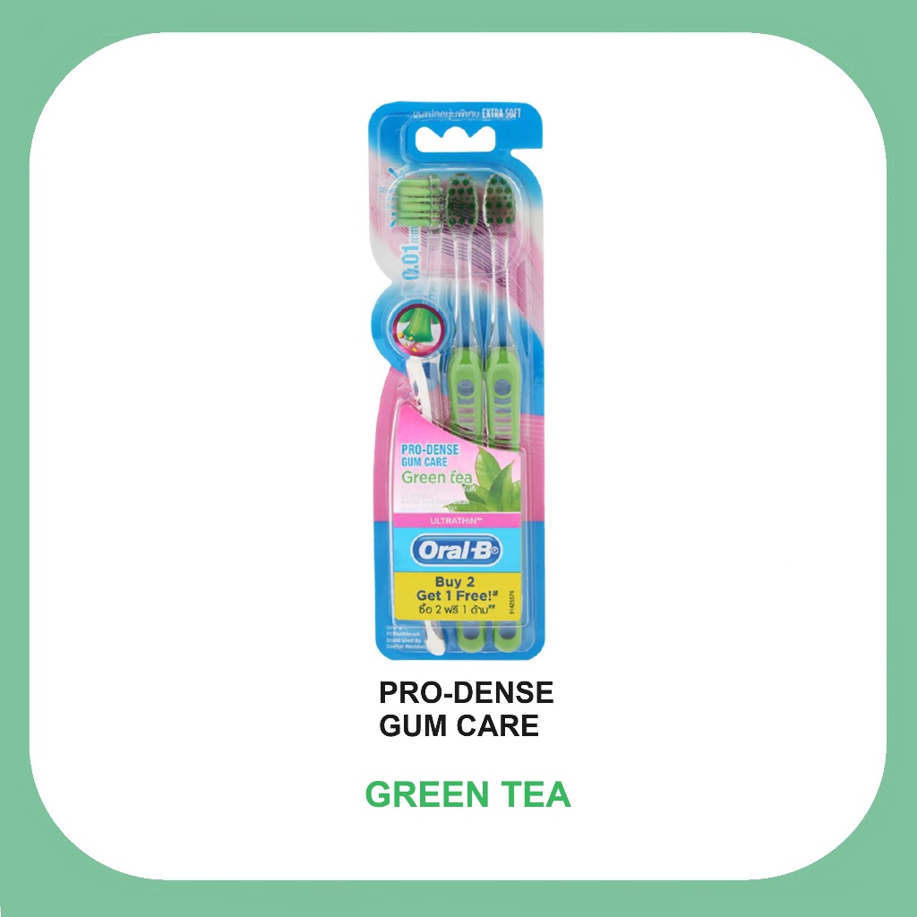 แปรงสีฟัน Oral-B 3 ชิ้นแพ็ค - ชาเขียวดูแลเหงือก Pro-Dense (นุ่มพิเศษ ...