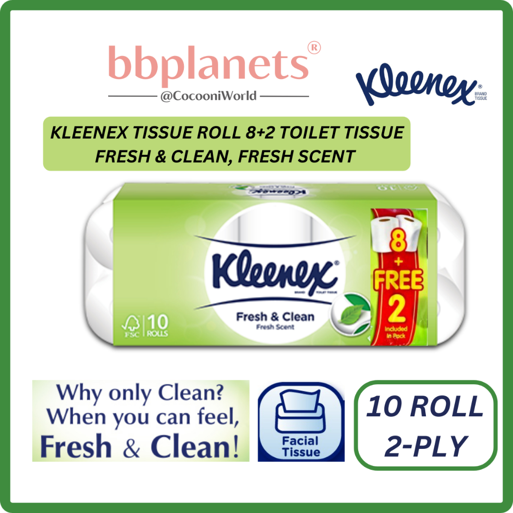 Kleenex 2-PLY Tissue 10 ม้วน FRESH & Clean กระดาษชําระ Complete Kleenex ...