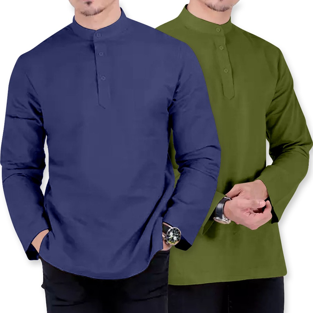ผู้ชาย Kurta ผู้ใหญ่ Slim Fit Kurta Lelaki Stand Collar Kurta Raya 2025 ...