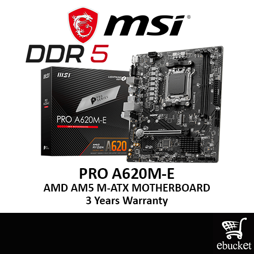 Msi PRO A620M-E DDR5 AM5 GAMING MOTHERBOARD COMBO RYZEN 5 7500F / 7600 ...