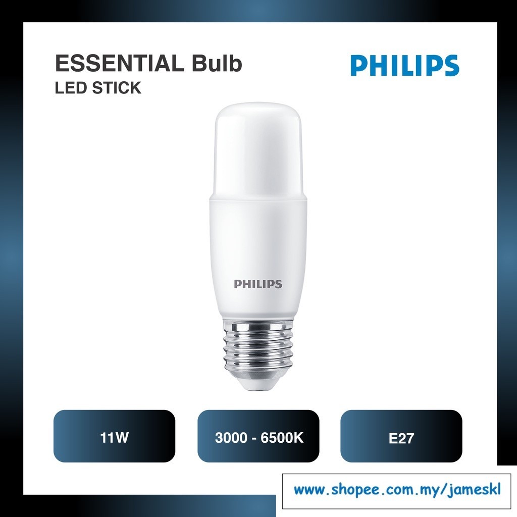 Philips Essential 11W 3000K LED Stick E27 | Shopee Thailand
