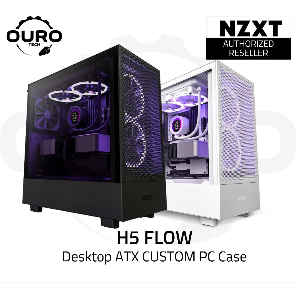 Nzxt H5 FLOW DESKTOP ATX CUSTOM PC CASE CASING MID TOWER | Shopee Thailand