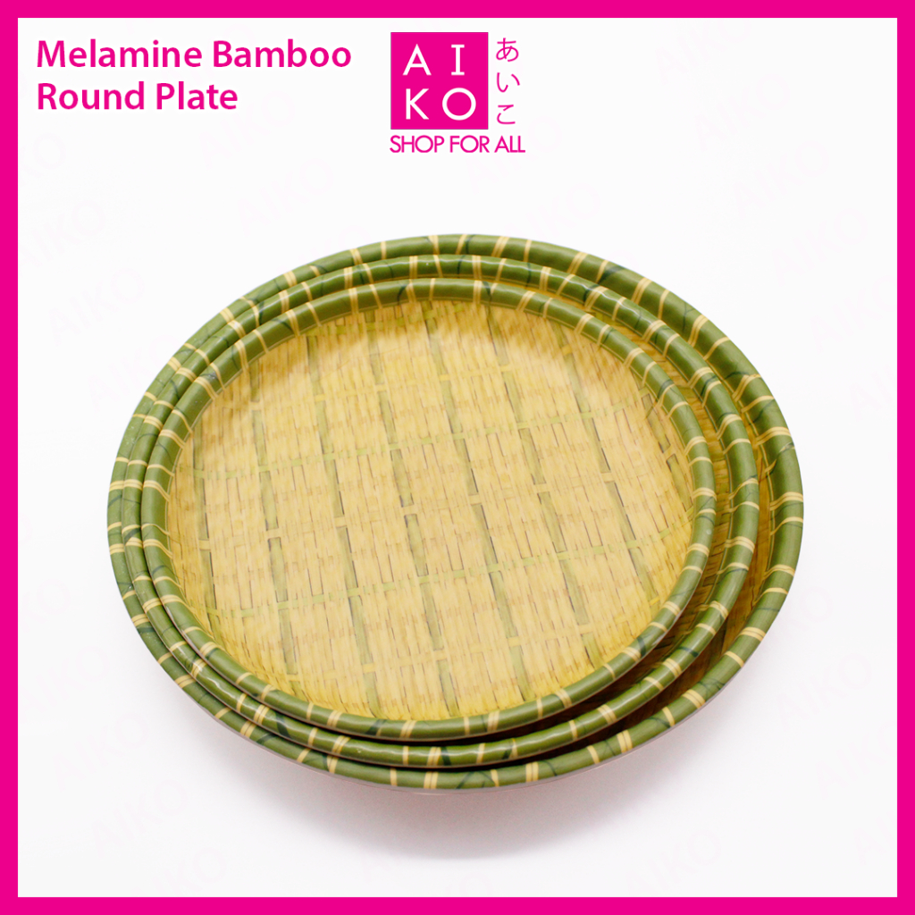 (AIKO) MELAMINE BAMBOO ROUND PLATE / PINGGAN PLASTIK CORAK BAMBOO 3 ...