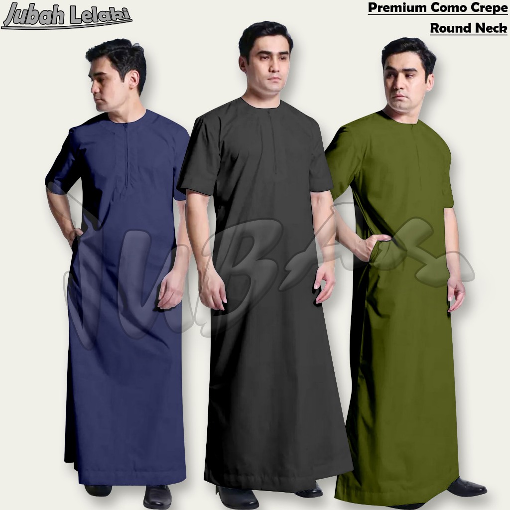 อิสลาม Jubah Raya ผู้ใหญ่ Jubah สําหรับชาย Jubah Lelaki ครึ่งแขนรอบคอ ...