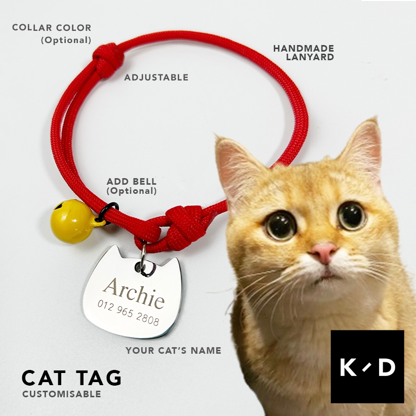 Cat TAG ชื่อที่กําหนดเอง โทรศัพท์เบอร์ ปลอกคอ kucing nama tali leher id ...